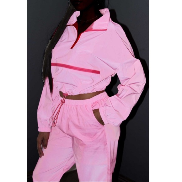 Tops | Brand New Pink Flash Reflective Tracksuit Set | Poshmark